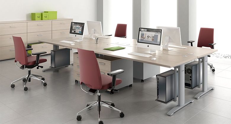 Milano workstation 4 Person + 4 drawer units - Efreshli