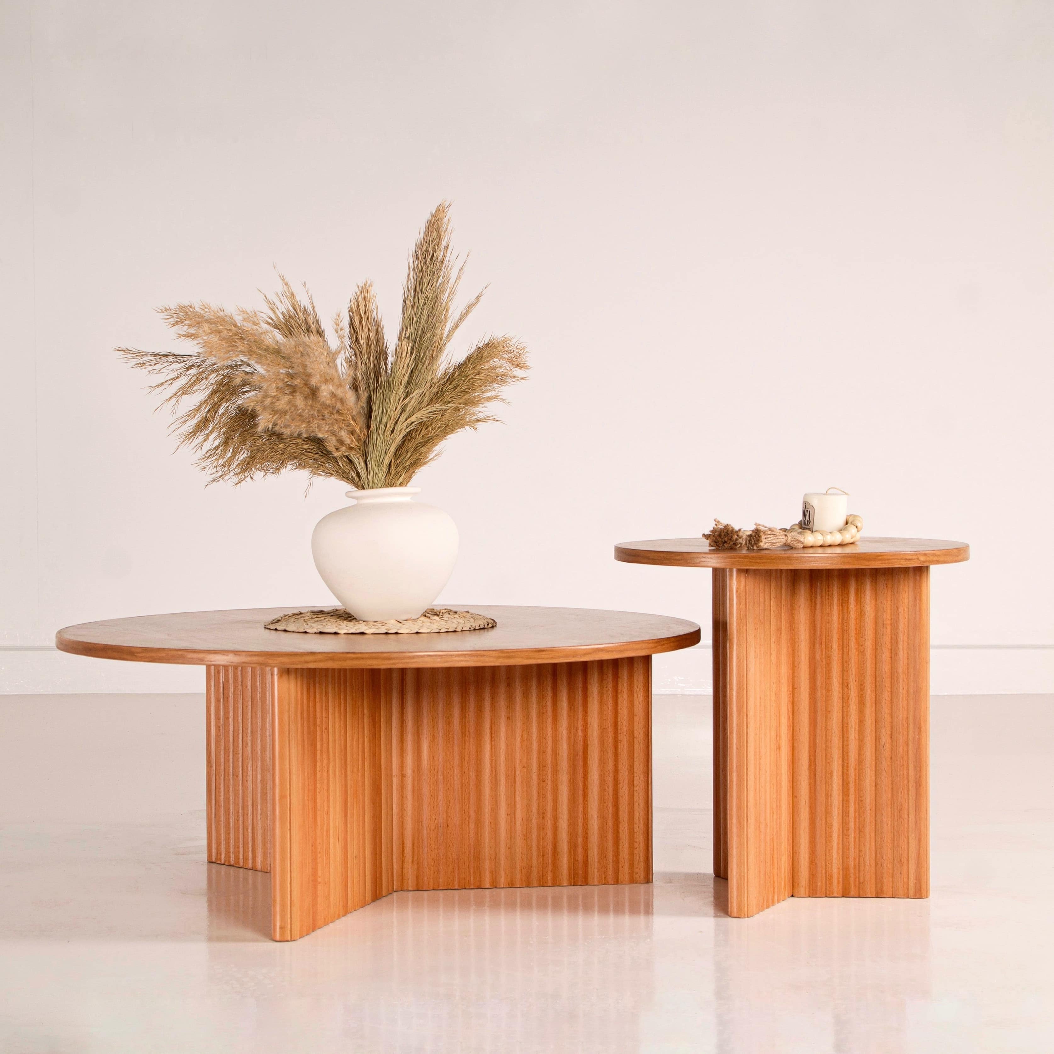 Odeon Coffee Tables - 2 Pieces - Beech Wood & Oak Veneer - Efreshli