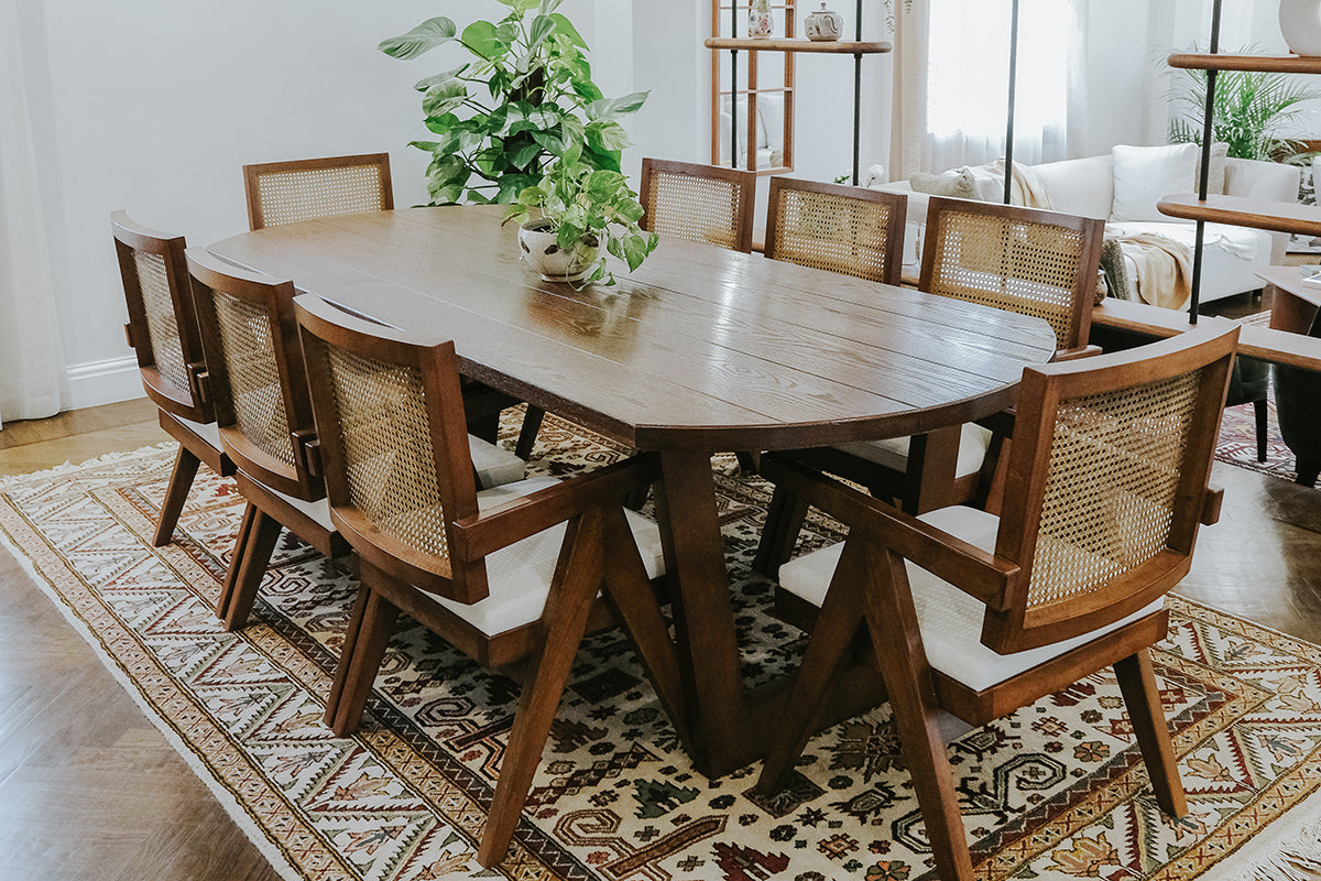 Oak Majesty Dining Table | and 8 Square Dining Chairs - Efreshli