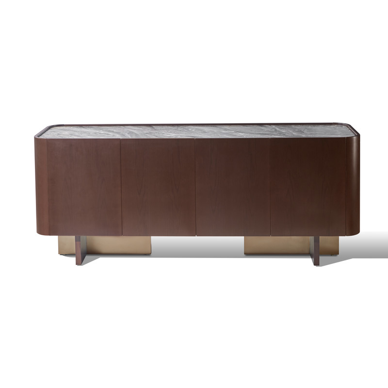 Sideboard 7019 - Natural Oak Veneer With Orbico Marble Top - Efreshli