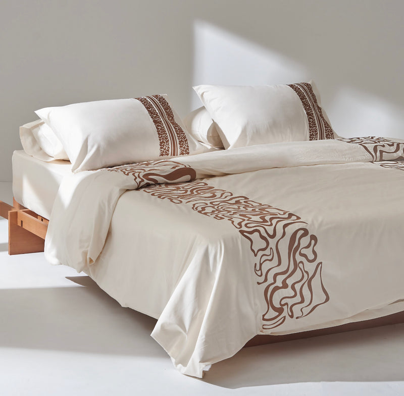 Ivory Duvet Cover - Swrils - Sateen - King - Efreshli