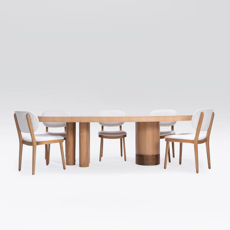 Pharaoh Dining Table – Oak Veneer Carved Design - Efreshli
