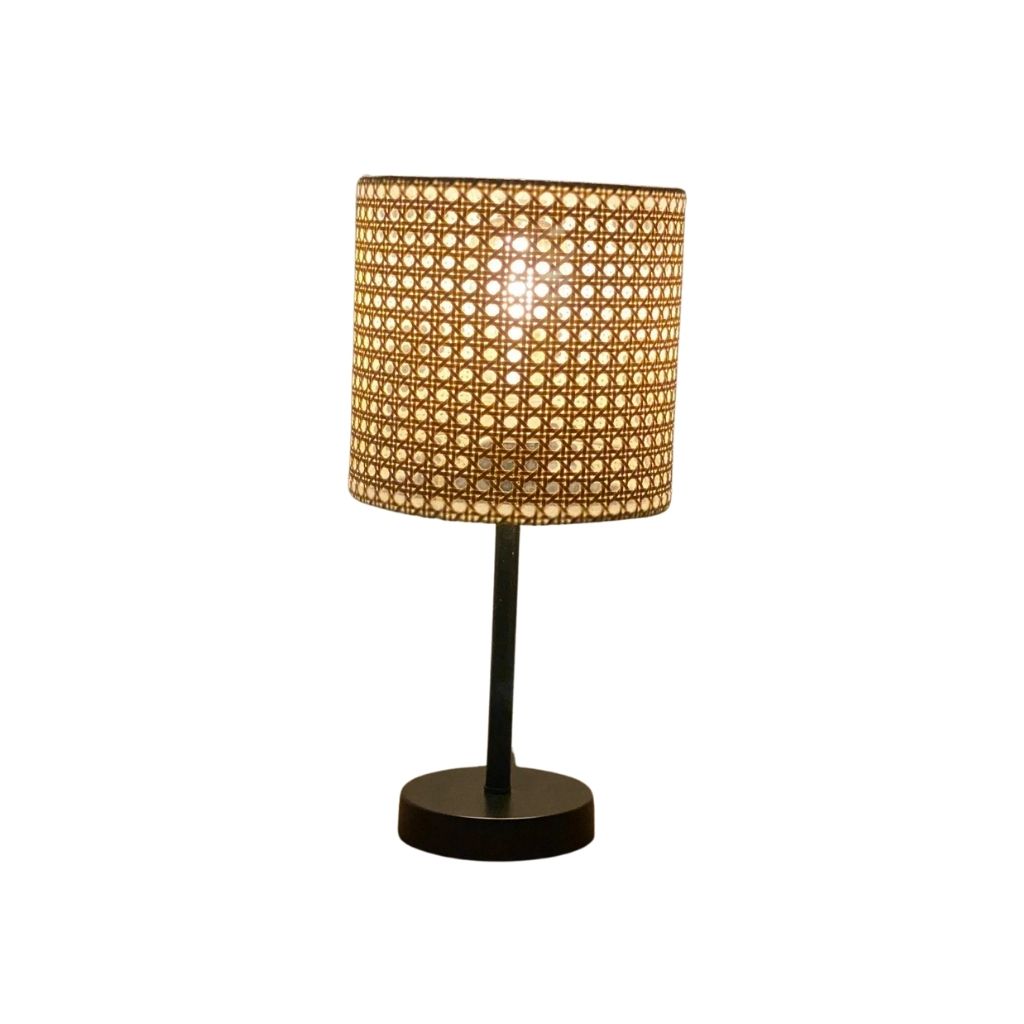Rattan Table Lamp with a Modern Black Base – Boho Glow and Warm Vintage ...