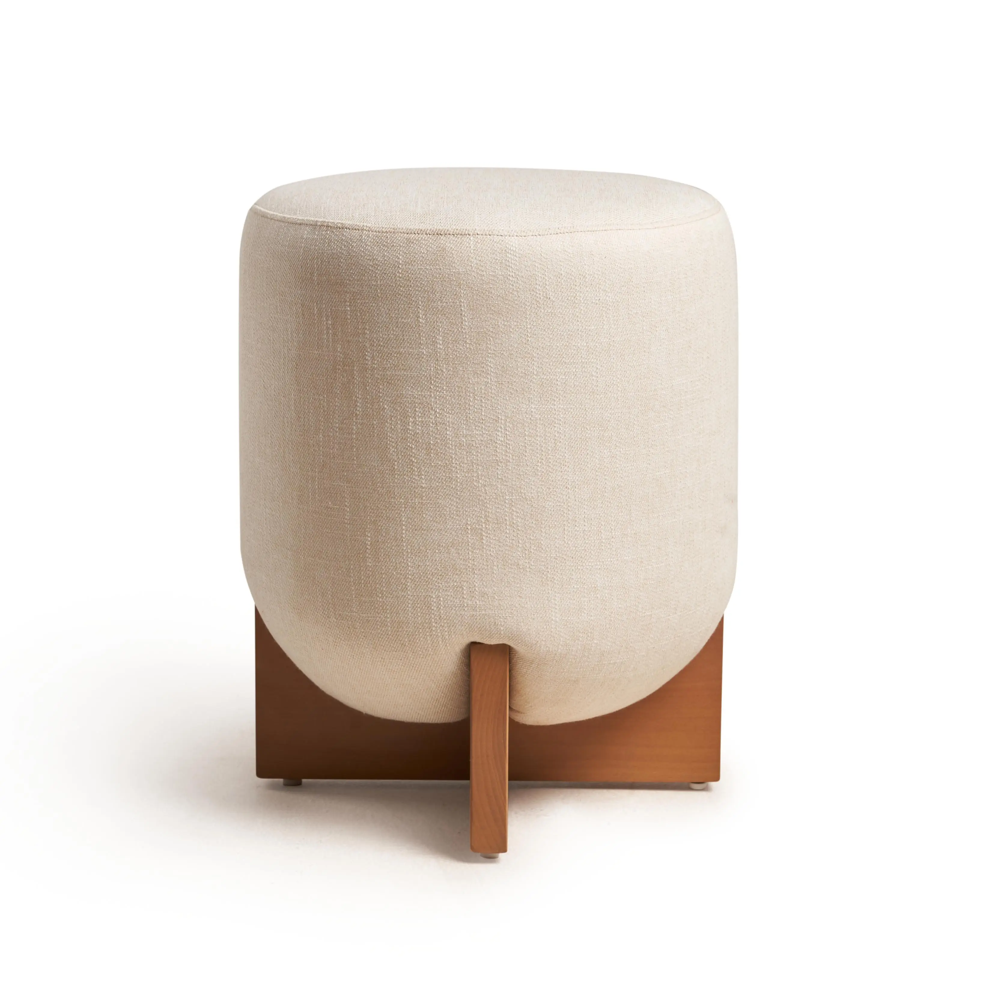 Pica Upholstered Pouf With Wooden Base - Efreshli