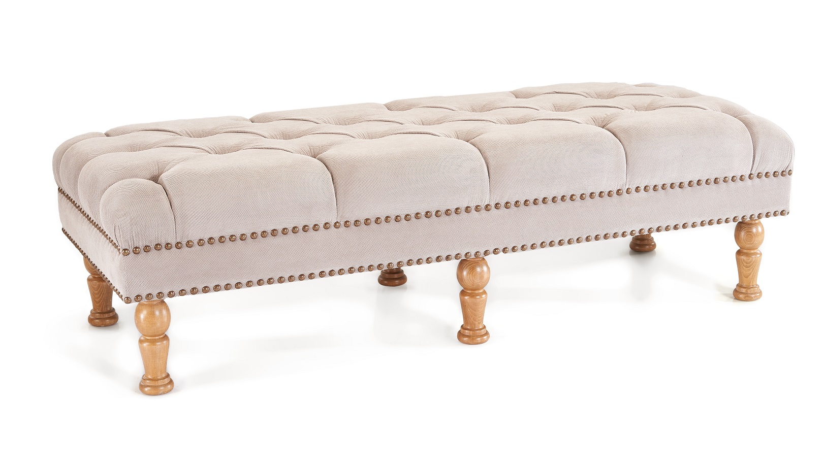 Taheya Bench - Capitone Seat With Wooden Legs - Efreshli
