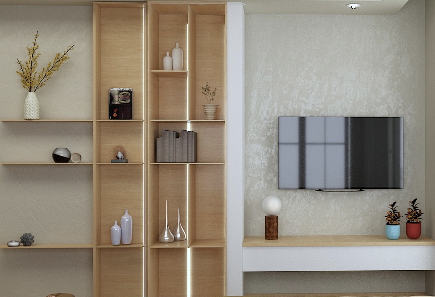 Modern Wall-Mounted TV Unit With Shelves - Efreshli