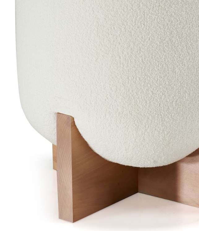 Pica Upholstered Pouf With Wooden Base - Efreshli