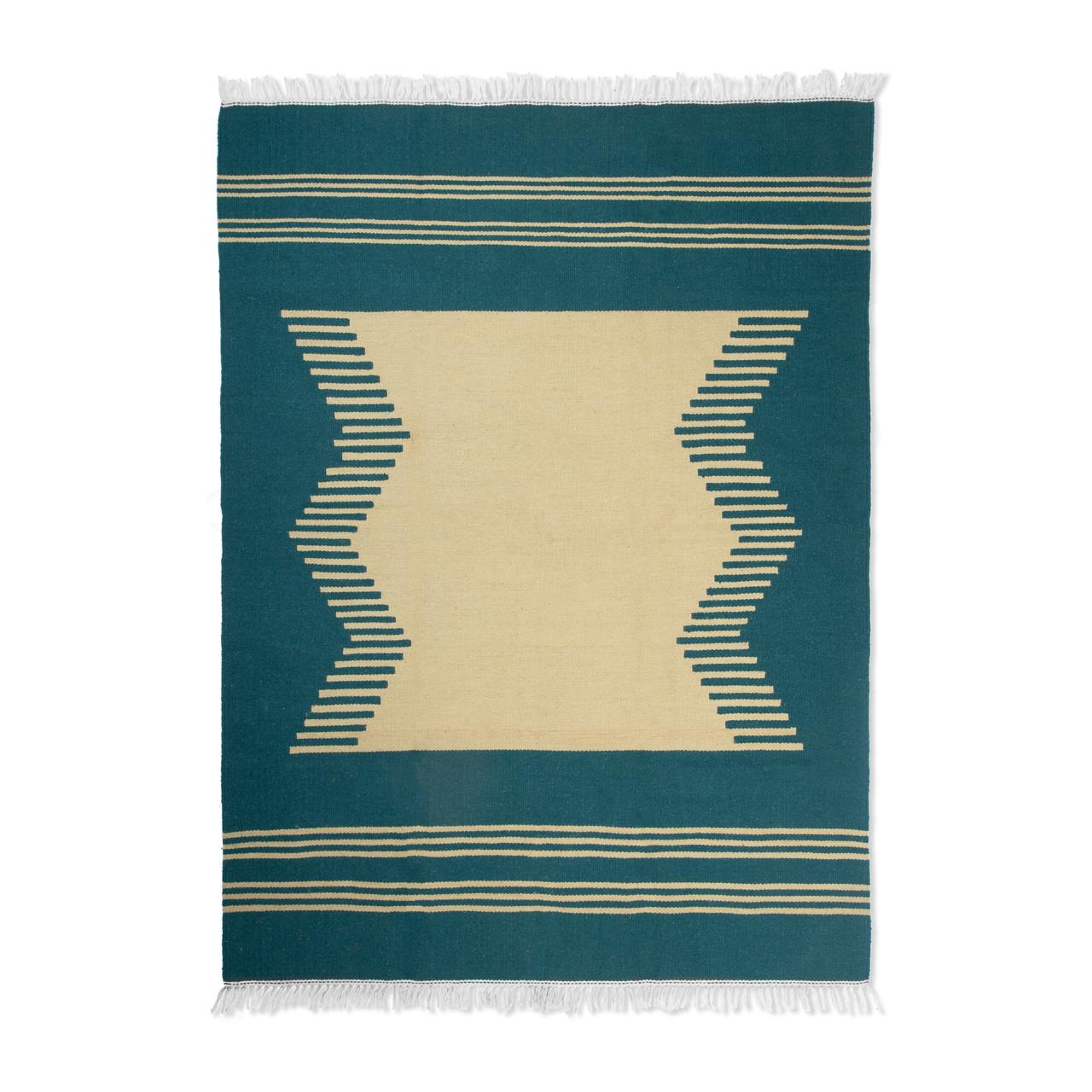 Zuma Geometric Wool Rug – Handwoven With Cotton Base - Efreshli