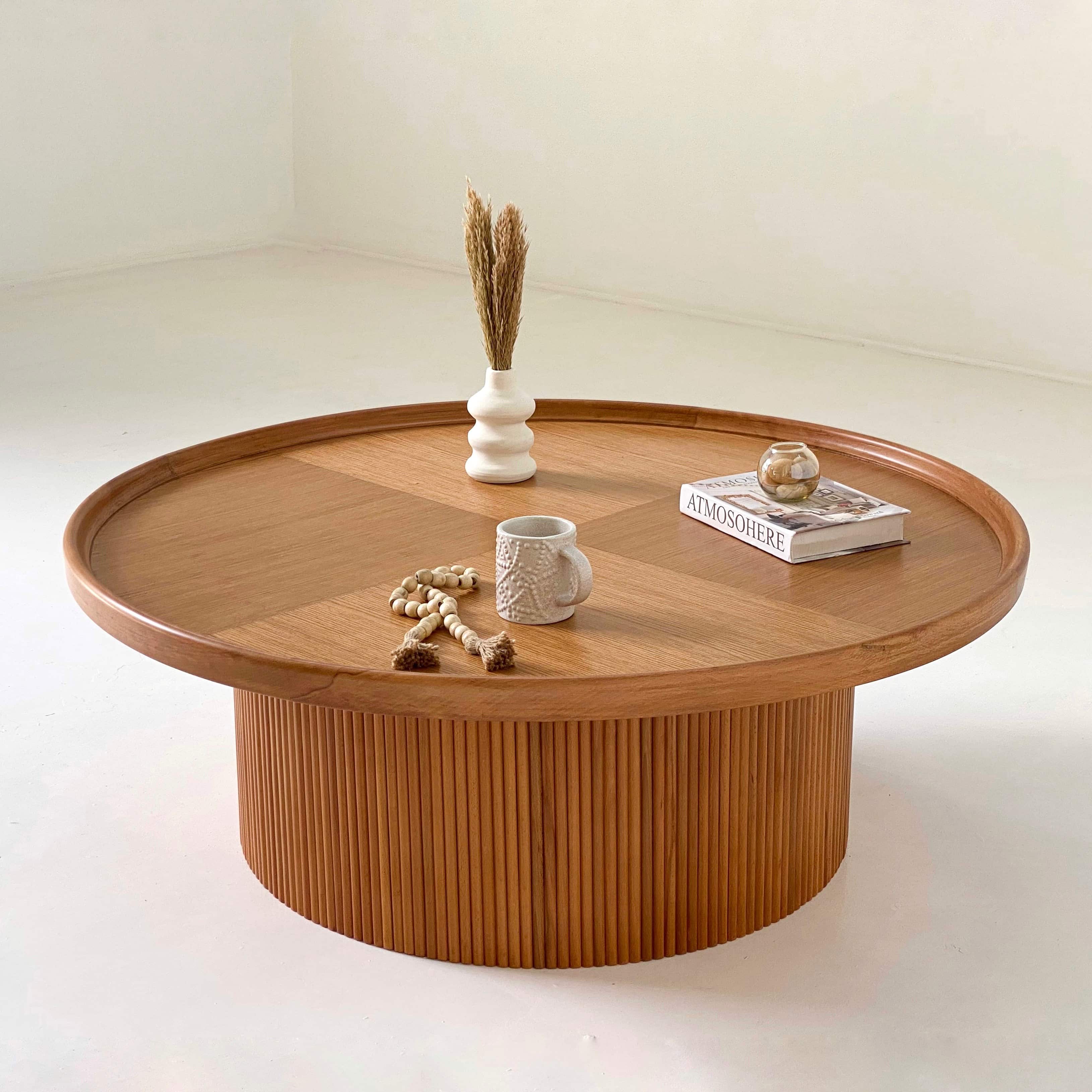 Ojai Coffee Table - Beech Wood & Oak Veneer - Round - Efreshli