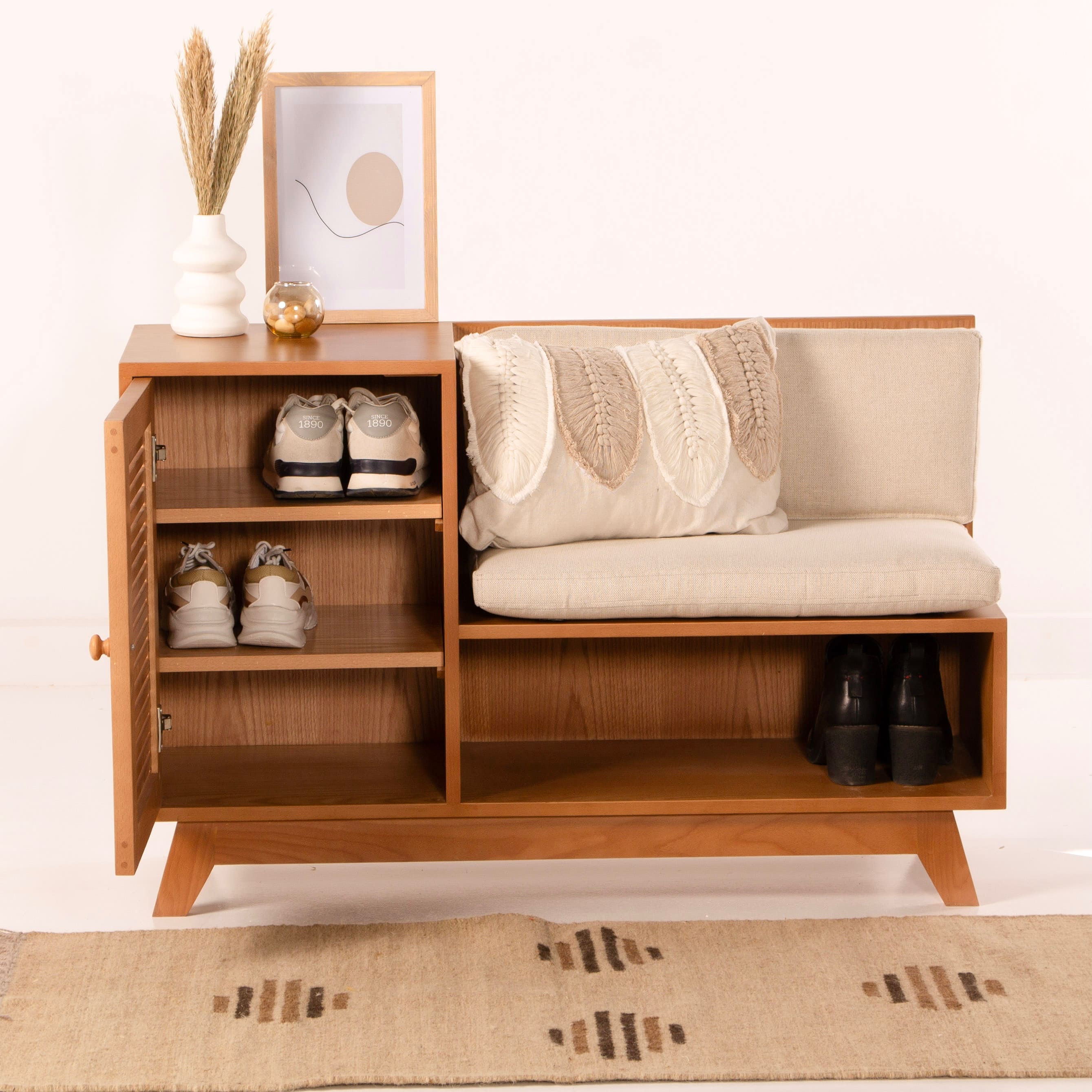 Slatted Shoe Storage Bench - Efreshli