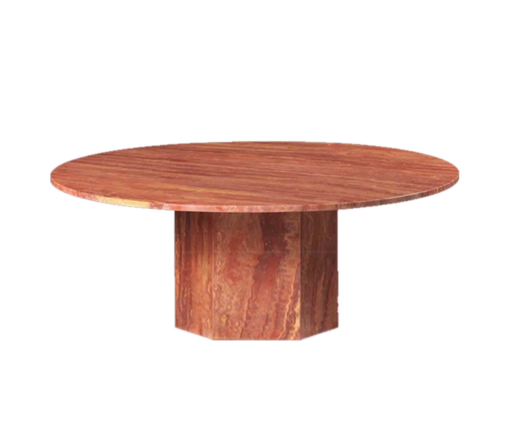 Travertino Red Coffee Table - Round Marble Design - Efreshli