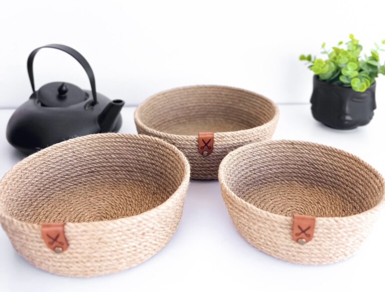Set of 3 decorative jute plates - Efreshli