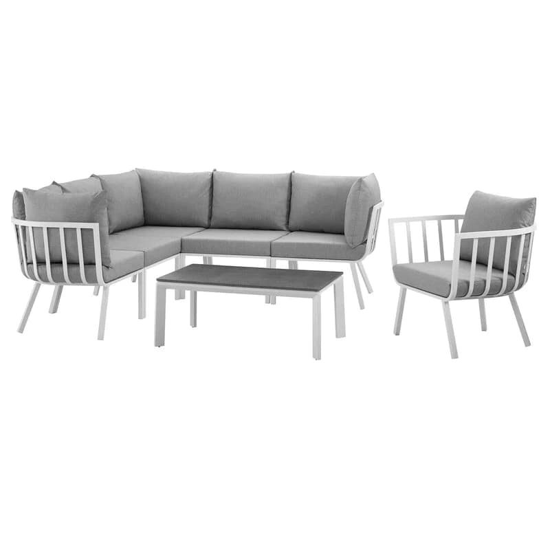 Rakot L-Shape Outdoor Sofa Set with Side Chair and Table - Efreshli