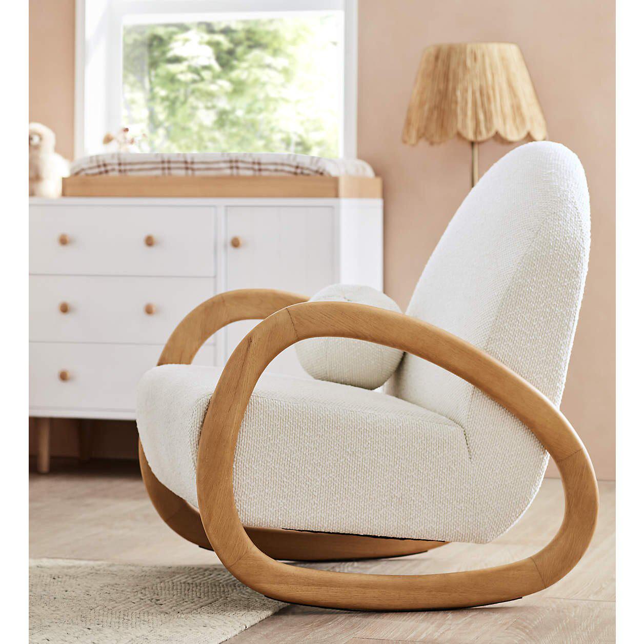White Snow Rocking Chair with leg rest - Efreshli
