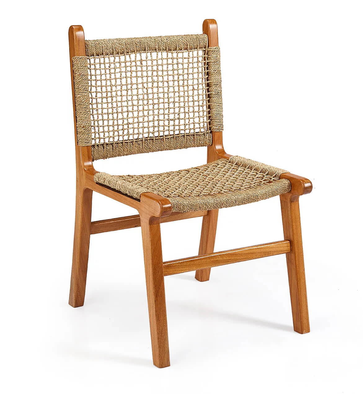Orla Rope Dining Chair – Teak Wood with Woven Seagrass - Efreshli