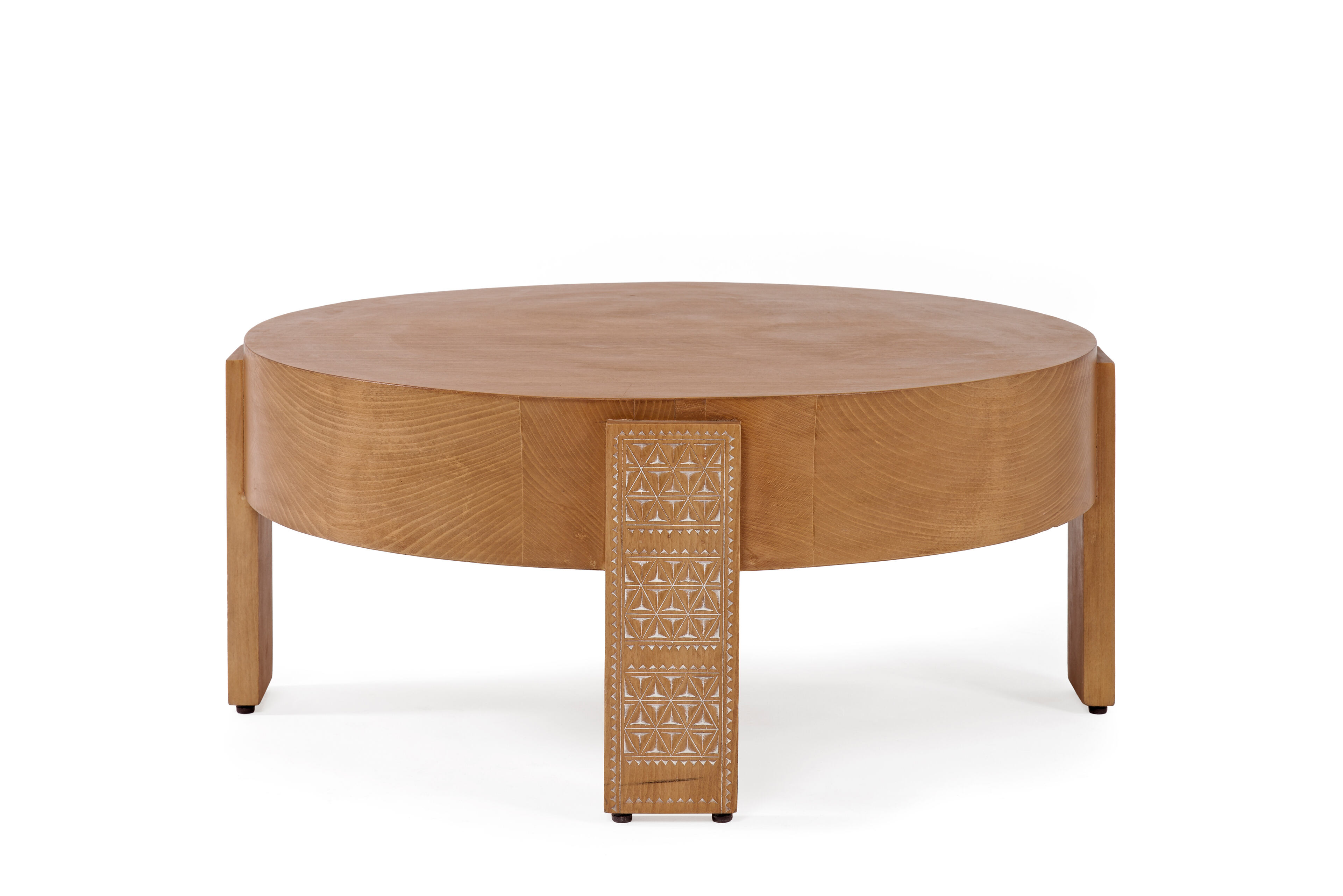 Round Coffee Table with Carvings - Efreshli