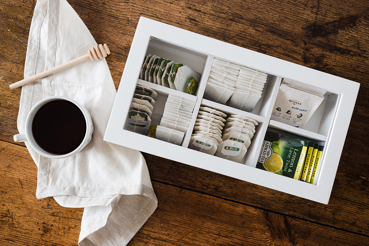 Efreshli | Tea Box - Large | White | 6 compartments (equally spaced)