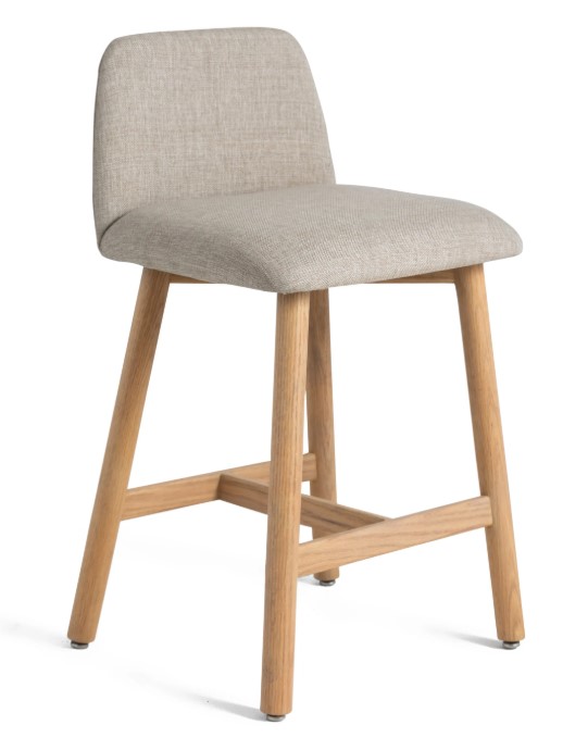 Mona Solid Oak Bar Stool With Upholstered Seat - Efreshli