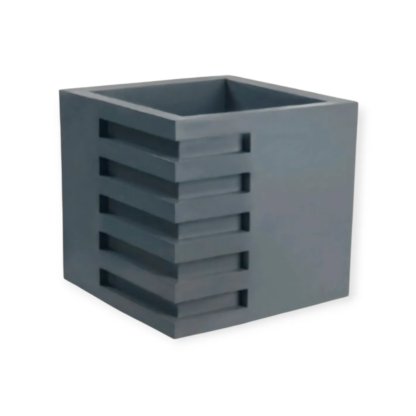 Rib Square Fiber Plant Pot – Structured Modern Design - Efreshli