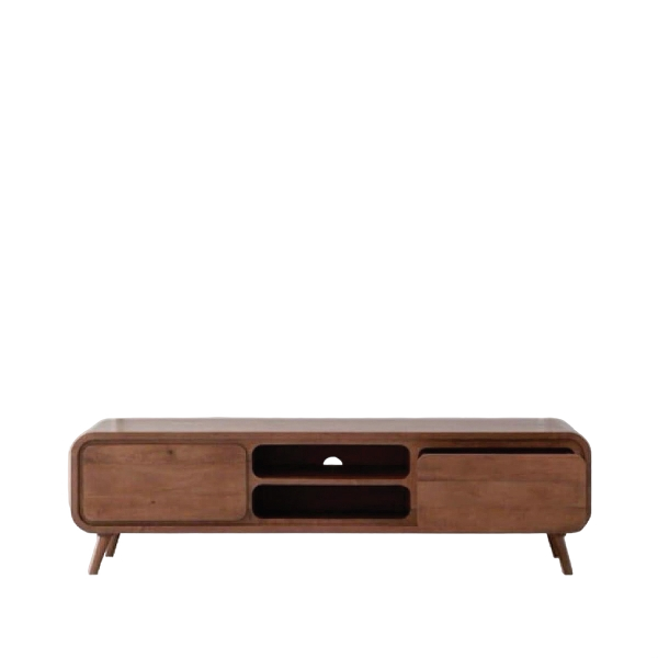 Efreshli | Walnut Wood TV Unit with Rounded Corners – A Stylish Storage ...