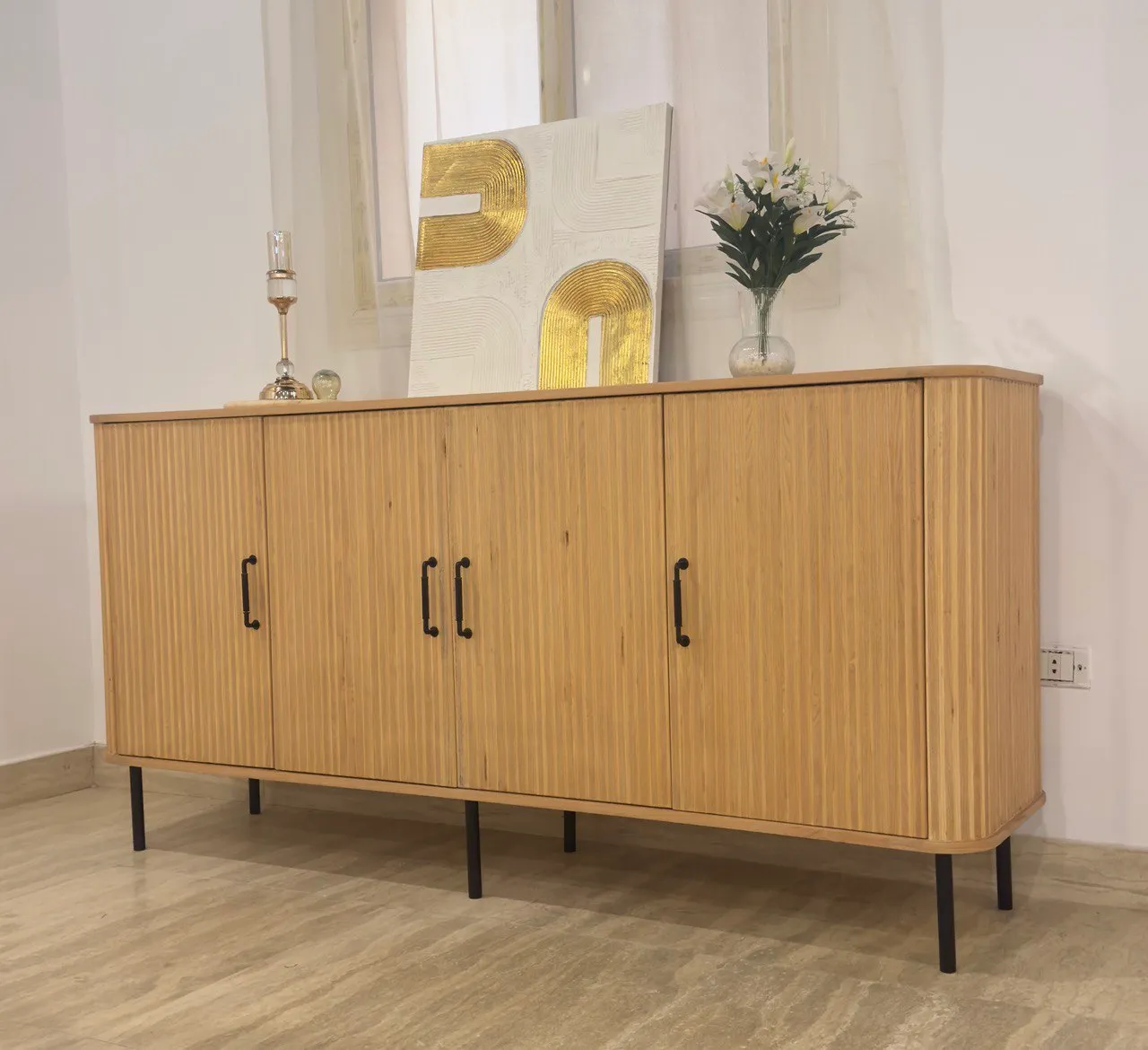 Marlin Wooden Sideboard - Red Beech Wood - Efreshli