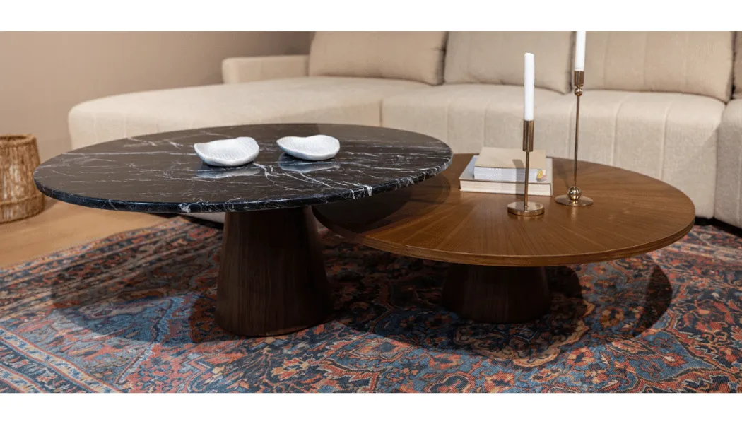 New Destiny Wood Coffee Table | Walnut Round Table - Efreshli