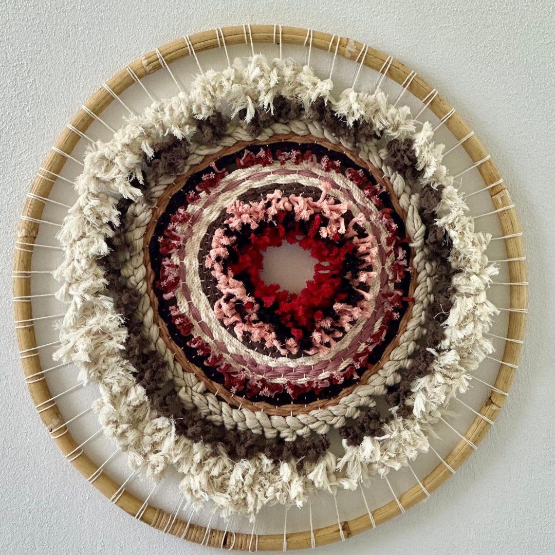 Mati Circle Handmade Wall Hanging in Red - Efreshli