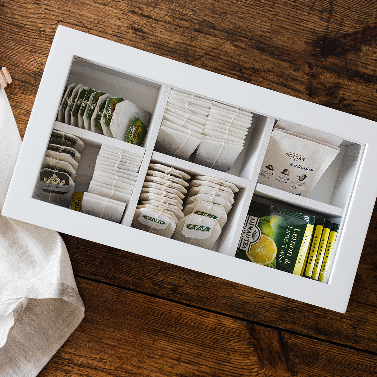 Efreshli | Tea Box - Large | White | 6 compartments (equally spaced)