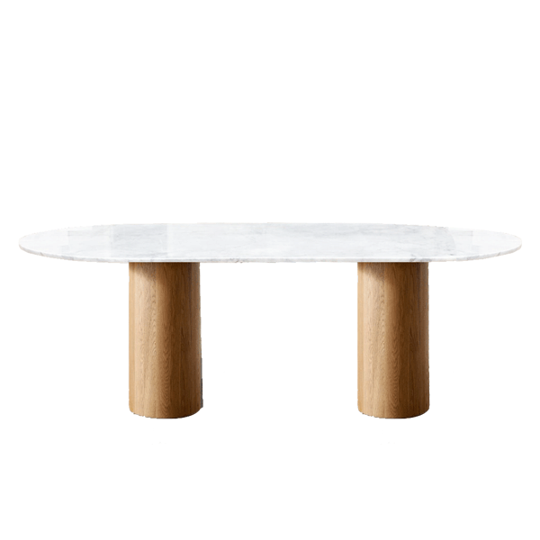 Ria Oval Dining Table With Turkish Carrara Marble Top - Efreshli