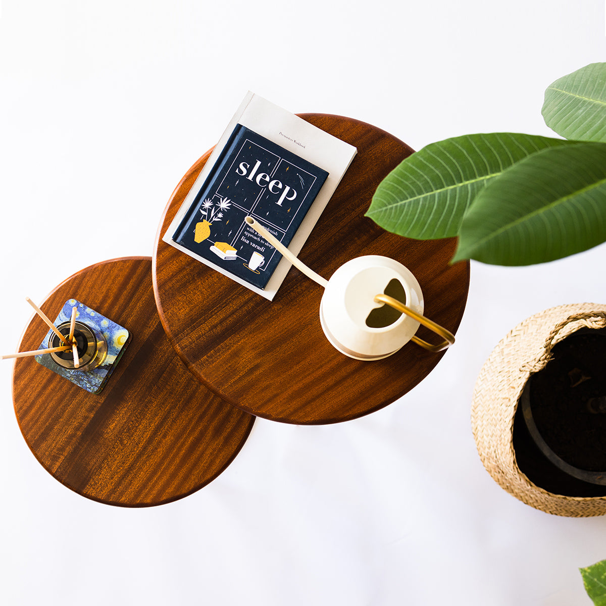 Round.M - Set of 2 Tables | Black x Brown - Efreshli