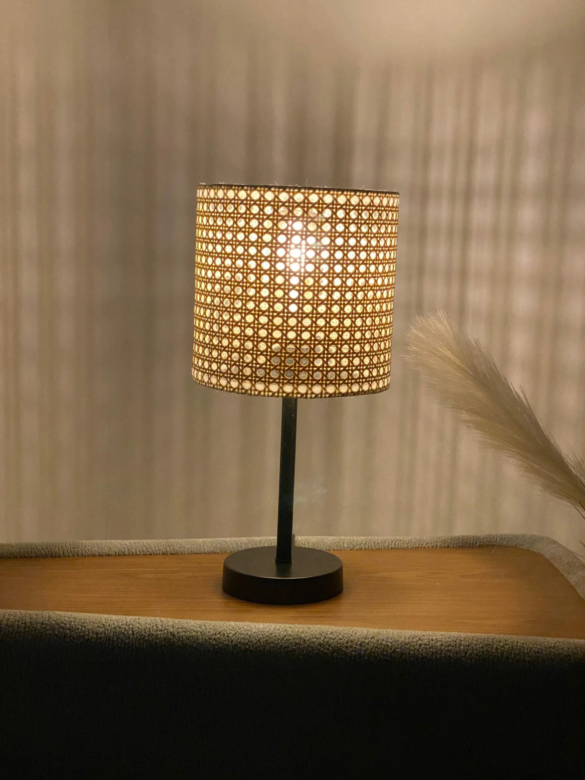 Rattan Table Lamp with a Modern Black Base – Boho Glow and Warm Vintage ...