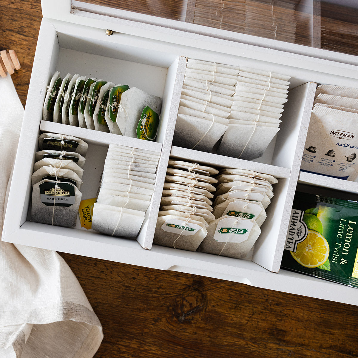 Efreshli | Tea Box - Large | White | 6 compartments (equally spaced)