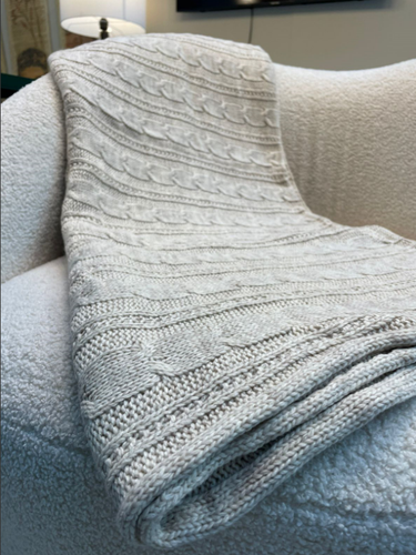 Beige Tricot Woven throw Diamond - A - Efreshli