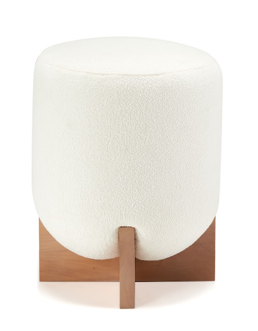 Pica Upholstered Pouf With Wooden Base - Efreshli