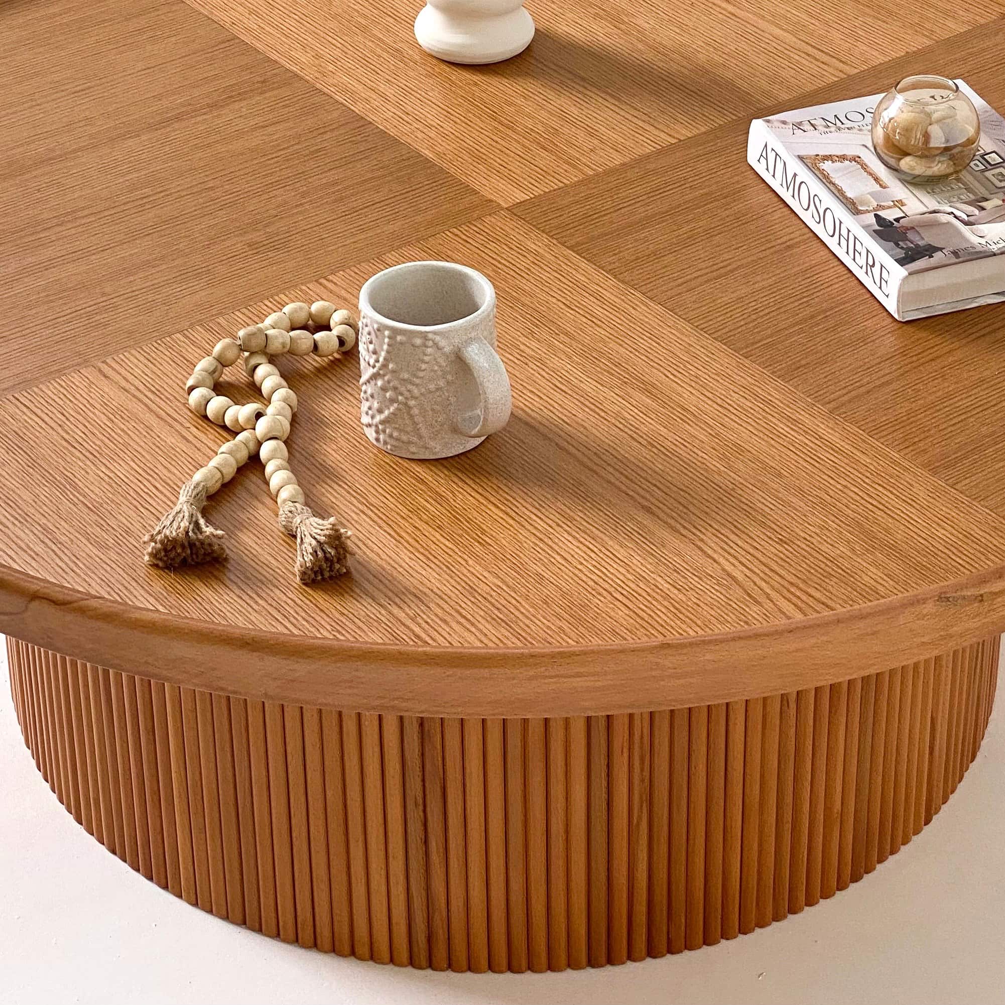 Ojai Coffee Table - Beech Wood & Oak Veneer - Round - Efreshli