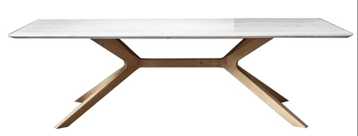 Vega Oak Wood Dining Table With Marble Top - Efreshli