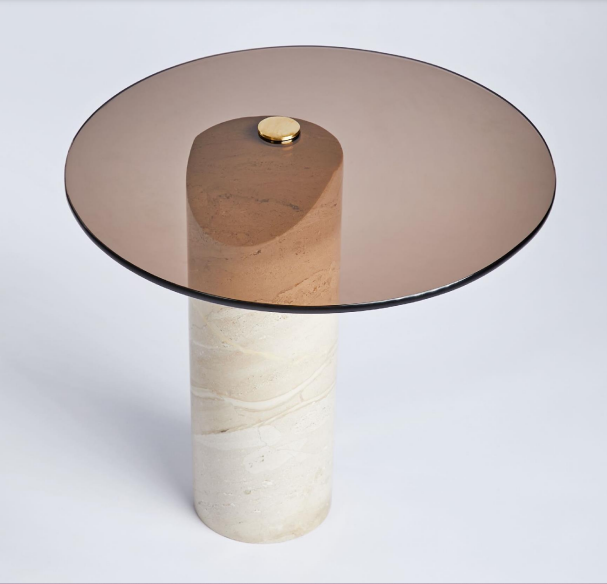 Venus Side Table With Marble Base & Round Glass Top - Efreshli