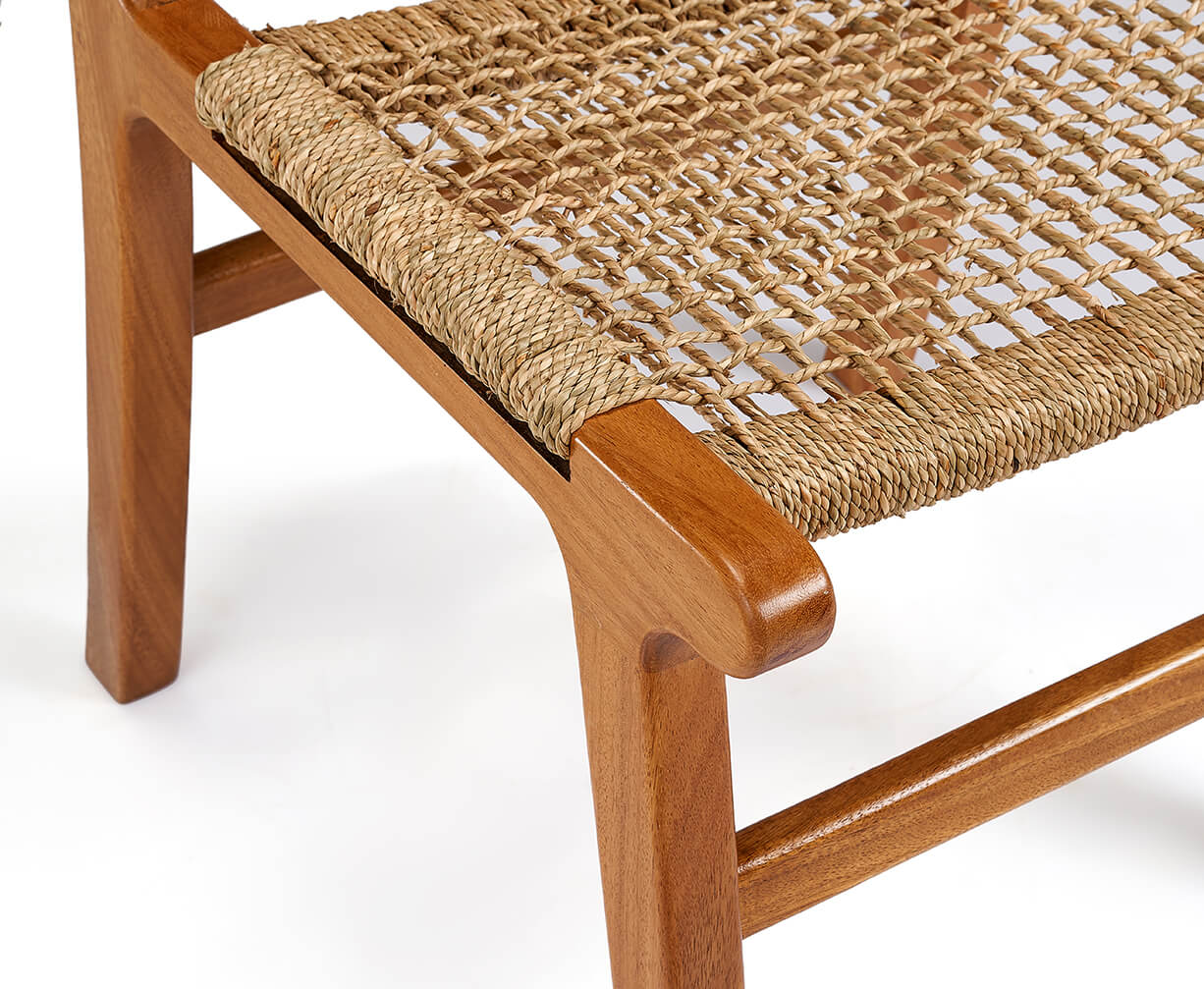 Orla Rope Dining Chair – Teak Wood with Woven Seagrass - Efreshli