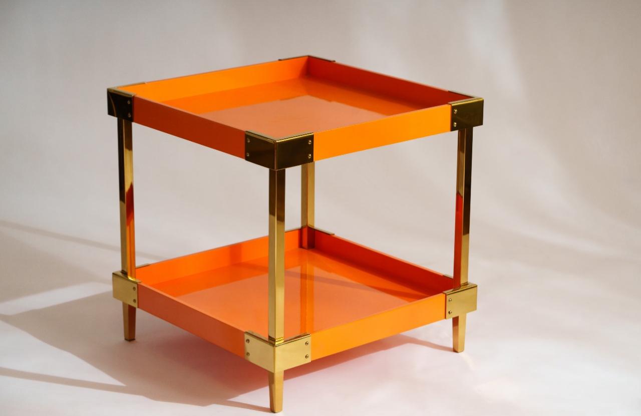 Efreshli | Side Table - Stainless Steel Frame - 2 Wooden Levels